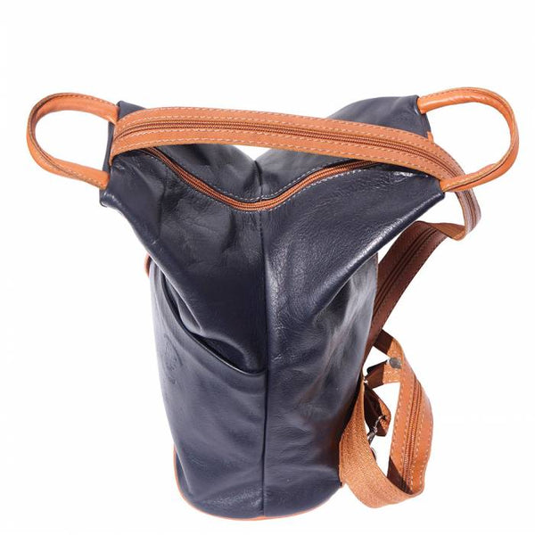 Alive With Style 'Vanna' Italian Leather Backpack in Navy/Tan-Red-Blac ...